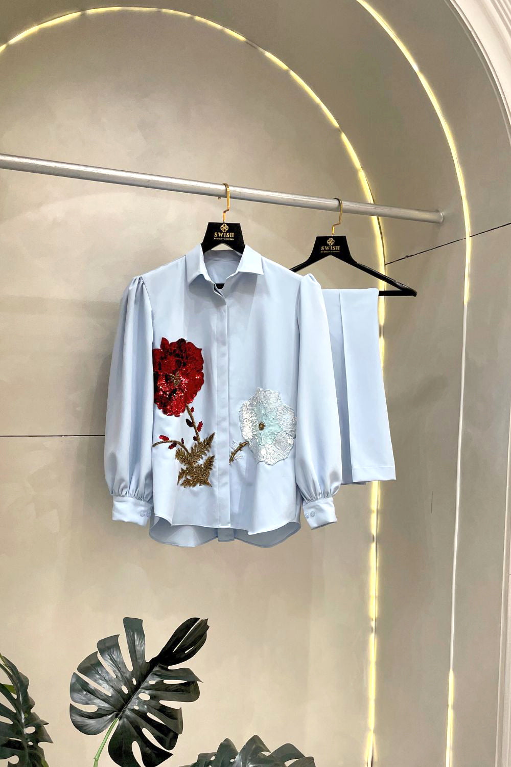 Powder Blue Flower Embellished Coordinate – LabelSwish