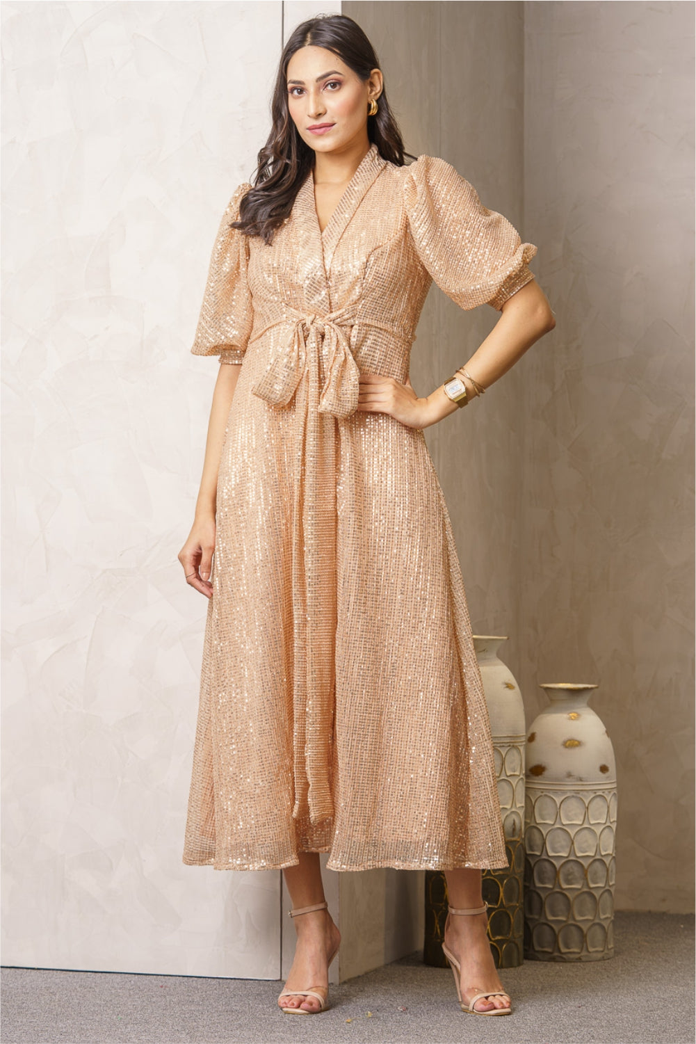 Lulu Beige Sequence Slay Dress – LabelSwish